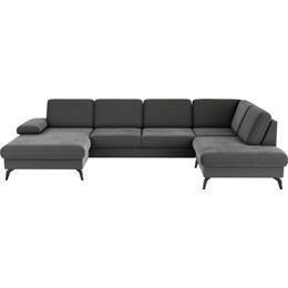Sit & More Wohnlandschaft SIT & MORE "Morris U-Form, inkl. Sitztiefenverstellung", braun (schlamm), B:335cm H:82cm T:212cm, 95% Polyester 5% Polyamid, Sofas, wahlweise mit Armteilverstellung, Bettfunktion & Bettkasten