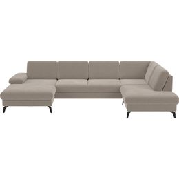 Sit & More Wohnlandschaft SIT & MORE "Morris U-Form, inkl. Sitztiefenverstellung", beige, B:335cm H:82cm T:212cm, 100% Polyester, Sofas, Wohnlandschaft, wahlweise mit Armteilverstellung, Bettfunktion & Bettkasten