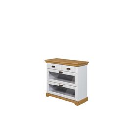 Kommode Home Affaire "Rügen", weiß (weiß, honig), B:95cm H:84cm T:40cm, Massivholz, Sideboards, zertifizietes Massivholz, mit Schubkasten und Glaseinsatz