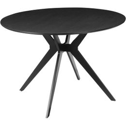 Esstisch Home Affaire "La Roche", schwarz (schwarz, schwarz, schwarz), B:110cm H:75cm T:110cm, Holz Metall, Tische, Gestell aus Metall, fühlbare Struktur, Höhe 75 cm