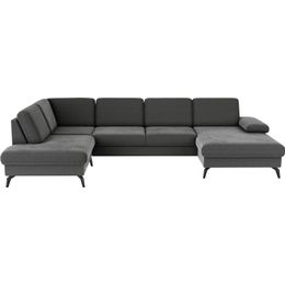 Sit & More Wohnlandschaft SIT & MORE "Morris U-Form, inkl. Sitztiefenverstellung", braun (schlamm), B:335cm H:82cm T:212cm, 95% Polyester 5% Polyamid, Sofas, Wohnlandschaft, wahlweise mit Armteilverstellung, Bettfunktion & Bettkasten