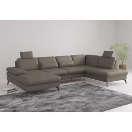 Sit & More Wohnlandschaft SIT & MORE "Morris U-Form, inkl. Sitztiefenverstellung", grau (delphine), B:335cm H:82cm T:212cm, Sofas, wahlweise mit Armteilverstellung, Bettfunktion & Bettkasten