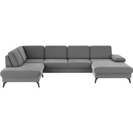 Sit & More Wohnlandschaft SIT & MORE "Morris U-Form, inkl. Sitztiefenverstellung", grau, B:335cm H:82cm T:212cm, 95% Polyester 5% Polyamid, Sofas, Wohnlandschaft, wahlweise mit Armteilverstellung, Bettfunktion & Bettkasten