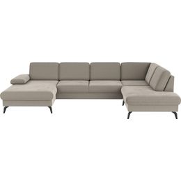 Sit & More Wohnlandschaft SIT & MORE "Morris U-Form, inkl. Sitztiefenverstellung", beige (nature), B:335cm H:82cm T:212cm, 95% Polyester 5% Polyamid, Sofas, Wohnlandschaft, wahlweise mit Armteilverstellung, Bettfunktion & Bettkasten