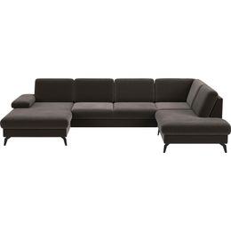 Sit & More Wohnlandschaft SIT & MORE "Morris U-Form, inkl. Sitztiefenverstellung", grau (fango), B:335cm H:82cm T:212cm, 100% Polyester, Sofas, Wohnlandschaft, wahlweise mit Armteilverstellung, Bettfunktion & Bettkasten, Topseller
