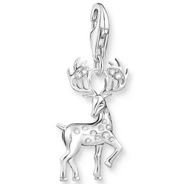 Charm-Einhänger Thomas Sabo "Hirsch, 1910-051-14", bunt (silberfarben, weiß, weiß), Charms, Damen, Silber 925 (Sterlingsilber), mit Zirkonia (synth.)