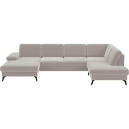 Sit & More Wohnlandschaft SIT & MORE "Morris U-Form, inkl. Sitztiefenverstellung", grau (elefant), B:335cm H:82cm T:212cm, 100% Polyester, Sofas, Wohnlandschaft, wahlweise mit Armteilverstellung, Bettfunktion & Bettkasten