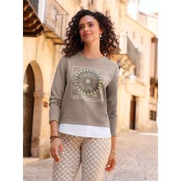 Sweatshirt Inspirationen, Damen, Gr. 40, grau (taupe), 50% Baumwolle, 50% Polyester, bedruckt, gemustert, mehrfarbig, Rundhals, Sweatshirts Sweatshirt