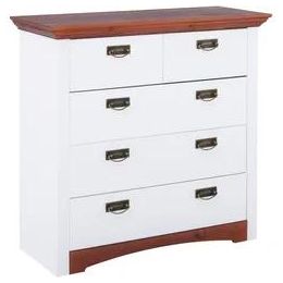 Schubkastenkommode Home Affaire "Konrad", weiß (weiß, kirschbaumfarben), B:94cm H:89cm T:39cm, Sideboards, Breite 94 cm, aus massiver, FSC-zertifizierter Kiefer