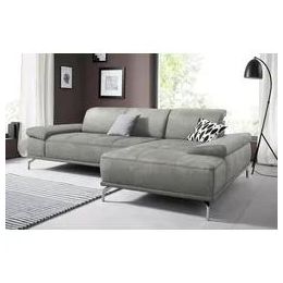 Ecksofa Places of Style "Caluna", grau (hellgrau), B:269cm H:97cm T:174cm, Flachgewebe Mura: (100% Polyester), Luxus-Microfaser Vintageoptik (100% Polyester), Luxus-Mikrofaser (90% Polyester, 10% Polyamid), Sofas, Inkl.Sitztiefenverstellung