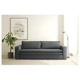 3-Sitzer Places of Style "PIAGGE", grau (anthrazit), B:244cm H:82cm T:95cm, Sofas, Cord-Bezug - mit Bettfunktion und Bettkasten, mit praktischem Topper