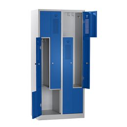 eurokraft basic Z-Spind Amsterdam, 2 Abteile, lichtgrau / enzianblau, Breite 800 mm