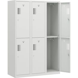 eurokraft basic Doppelstock-Spind Amsterdam, 3 Abteile, Breite 1200 mm, 6 Fächer, lichtgrau