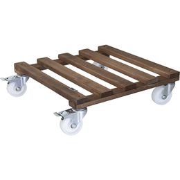 Wagner Pflanzenroller Holz PALETTI, Tragfähigkeit 250 kg, LxB 450 x 450 mm, Nussbaum