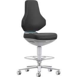 bimos Reinraum-Arbeitsdrehstuhl TEXON, mit Sitz-Stopp-Rollen + Fußring, Höheverstellbereich 570 - 810 mm, Skintec, schwarz