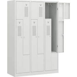eurokraft basic Z-Spind Amsterdam, 3 Abteile, lichtgrau, Breite 1185 mm