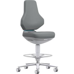 bimos Reinraum-Arbeitsdrehstuhl TEXON, mit Sitz-Stopp-Rollen + Fußring, Höheverstellbereich 570 - 810 mm, Skintec, grau