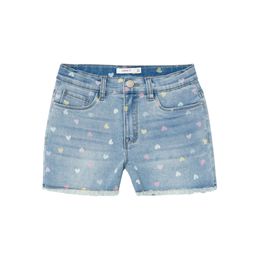name it Shorts 'Rose' M&auml;dchen Gr&ouml;&szlig;e 128 blue denim / hellblau / hellgelb / helllila