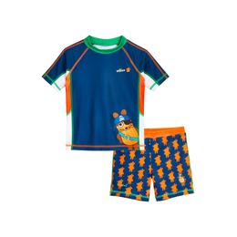 Playshoes Badeset 'Pirat' Jungen Gr&ouml;&szlig;e 86/92 dunkelblau / gr&uuml;n / dunkelorange / weinrot