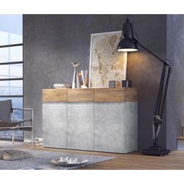 Sideboard Inosign "Rimini", grau (atelier hell, kastanienfarben), B:135cm H:86cm T:40cm, FSC-zertifizierter Holzwerkstoff, Sideboards, Breite 135 cm