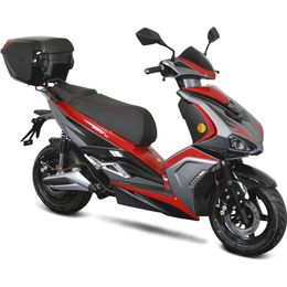 E-Mofaroller Gt Union "e-Striker 25", schwarz (schwarz, rot, schwarz), Elektromotorroller, 25 km/h, Bosch-Motor, B:72cm H:118cm L:184cm