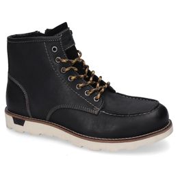 Schnürboots Dockers by Gerli, Herren, Gr. 43, schwarz, Leder, Basic, Schuhe, Boots, Freizeitschuh mit gepolsterter Innensohle