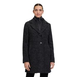 Wintermantel Gil Bret, Damen, Gr. 38, schwarz (schwarz, grau), Web, Obermaterial: 32% Baumwolle, 27% Polyester, 18% Wolle, 18% Polyacryl, 5% sonstige Fasern, unifarben, casual, regular fit kniefrei, Rundhals, Langarm, Mäntel, mit Wolle