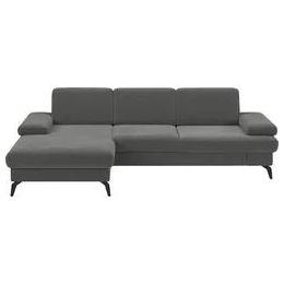 Sit & More Ecksofa SIT & MORE "Morris L-Form, inkl. Sitztiefenverstellung", grau (stone), B:275cm H:82cm T:171cm, 100% Polyester, Sofas, wahlweise mit Armteilverstellung, Bettfunktion & Bettkasten