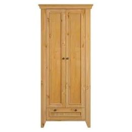 Garderobenschrank Home Affaire "Skandinavia", beige (natur), B:85cm H:192cm T:38cm, Massivholz, Schränke, Massivholz, 2-türig, mit Schubkasten und seitlichen Hängemöglichkeiten