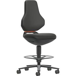 bimos Arbeitsdrehstuhl TEXON Labor+Produktion, mit Sitz-Stopp-Rollen + Fußring, Höheverstellbereich 570 - 810 mm, Stoff, schwarz