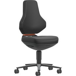 bimos Arbeitsdrehstuhl TEXON Labor+Produktion, mit Rollen, Höhenverstellbereich 450 - 620 mm, Skintec, schwarz