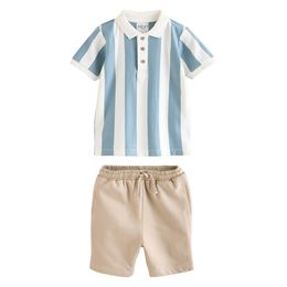 next Set Jungen Größe 116 taubenblau / cappuccino / weiß