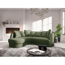 Sit & More Ecksofa SIT & MORE "Samba L-Form", gr&uuml;n (olive), B:245cm H:76cm T:227cm, 95% Polyester, 5% Polyamid, Sofas, Ecksofa, moderne organische Form, inkl. 7 loser R&uuml;ckenkissen