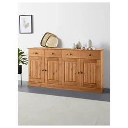 Sideboard Home Affaire "Liotta", beige (natur gebeizt, gewachst), B:158cm H:80cm T:34cm, FSC-zertifiziertes Massivholz, Sideboards