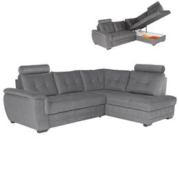 Roller Ecksofa - grau - Webstoff - Liegefunktion - Staukasten rechts