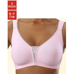 sheego Gro&szlig;e Gr&ouml;&szlig;en Soft-BH, rosa+wei&szlig;, Gr&ouml;&szlig;e 95D - Damen