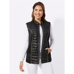 WITT Damen Steppweste mit gesmokter Seitenpartie, schwarz, Gr&ouml;&szlig;e 48