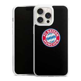 DeinDesign iPhone 15 Pro Max Handy Silikon H&uuml;lle Case wei&szlig; Handyh&uuml;lle Fc Bayern M&uuml;nchen Logo Official Licensed Product Silikon Case