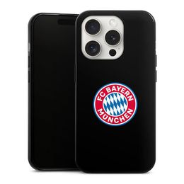 DeinDesign iPhone 15 Pro Handy Slim Case extra d&uuml;nn Silikon Handyh&uuml;lle schwarz H&uuml;lle Fc Bayern M&uuml;nchen Logo Official Licensed Product Silikon Slim Case