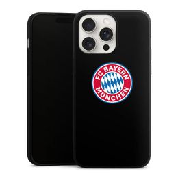 DeinDesign iPhone 15 Pro Max Handy Premium Silikon H&uuml;lle Handyh&uuml;lle schwarz Case Fc Bayern M&uuml;nchen Logo Official Licensed Product Silikon Premium Case