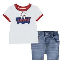 Levi's Print-Shirt LEVI'S KIDS, Jungen, Gr. 24M (92), weiß, Jersey, Denim/Jeans, Obermaterial: 60% Baumwolle, 40% Polyester. Obermaterial Hose: 59% Baumwolle, 40% Polyester, 1% Elasthan, bedruckt, casual, Rundhals, Kurzarm, Shirts, und Jeansshorts, for BOYS