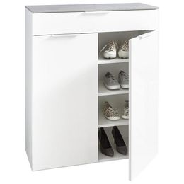 CARRYHOME Schuhschrank Galaverna , Grau, Weiß , Holzwerkstoff , 3 Fächer , 1 Schubladen , 90x108x35 cm , Beimöbel erhältlich , Garderobe,