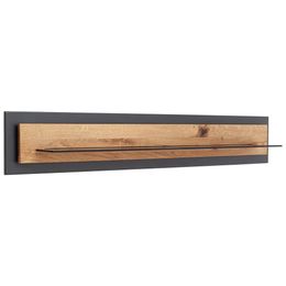 Linea Natura Wandboard , Anthrazit, Eiche , Holz, Glas, Holzwerkstoff , Balkeneiche , massiv , 150x26x23 cm , Wohnzimmer, Regale, Wandboards