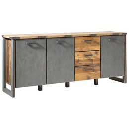 Hom´in Hom`in Sideboard , Grau, Pinien , Holzwerkstoff , 3 Fächer , 3 Schubladen , 207x88x42 cm , Typenauswahl, Beimöbel erhältlich , Wohnzimmer, Kommoden &