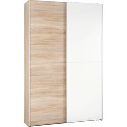 Livetastic Schwebetürenschrank , Weiß, Sonoma Eiche , Holzwerkstoff , 6 Fächer , 125x195x38 cm , Schlafzimmer, Kleiderschränke, Schwebetürenschränke