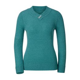 WITT Damen V-Ausschnitt-Pullover in Boucl&eacute;-Qualit&auml;t, wintert&uuml;rkis, Gr&ouml;&szlig;e 44
