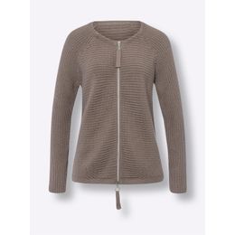 Heine Witt Damen Strickjacke in dezentem Glanz, taupe, Gr&ouml;&szlig;e 42