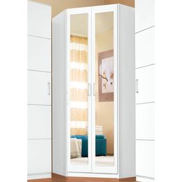 Eckkleiderschrank Priess "Bilbao", weiß, H:193cm T:36cm, Schränke, mit 3 verschiedenen Fronten