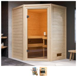 Sauna Welltime "Anni", beige (naturbelassen), ohne Ofen, (ohne Ofen), Saunen, ohne Ofen