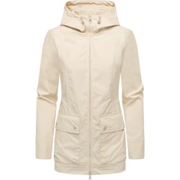 Outdoorjacke Ragwear "Monadetta A", Damen, Gr. 4XL (48), beige (ecru), Obermaterial: 65% Polyester, 35% Baumwolle, Innenfutter: 100% Polyester, casual, A-Linie Po-bedeckend, hoch geschlossener Ausschnitt, Langarm Ärmel ohne Ärmelschlitz abgesteppte Kante krempelbar, Jacken, Leichte Kapuzenjacke für die Übergangszeit